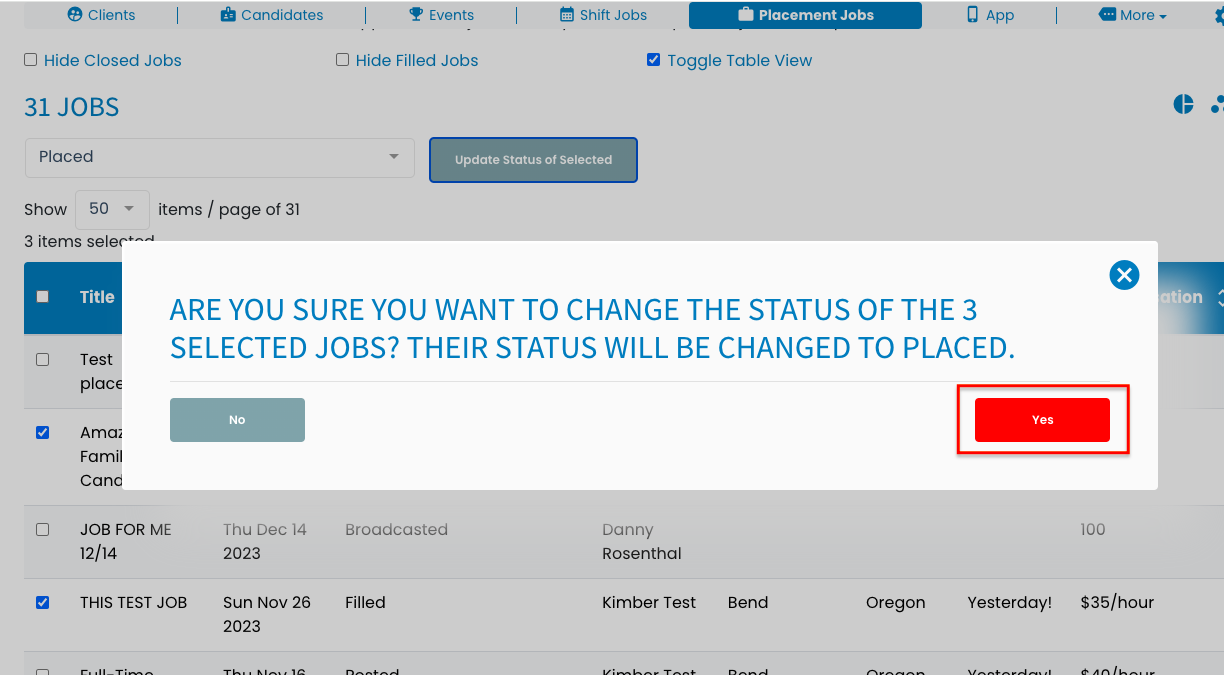 How To Bulk Update Placement Job Statuses
